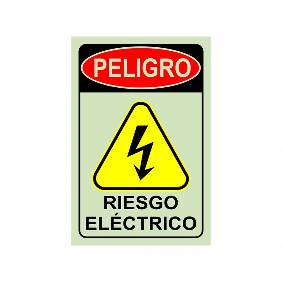 Letrero en PVC fotoluminiscente (RIESGO ELECTRICO)