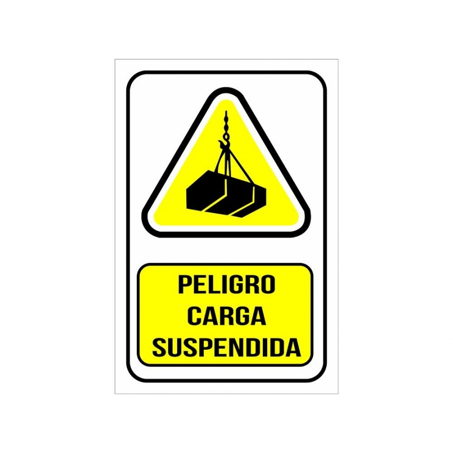Letrero en lámina galvanizada impr. digital (Peligro Carga Suspendida)