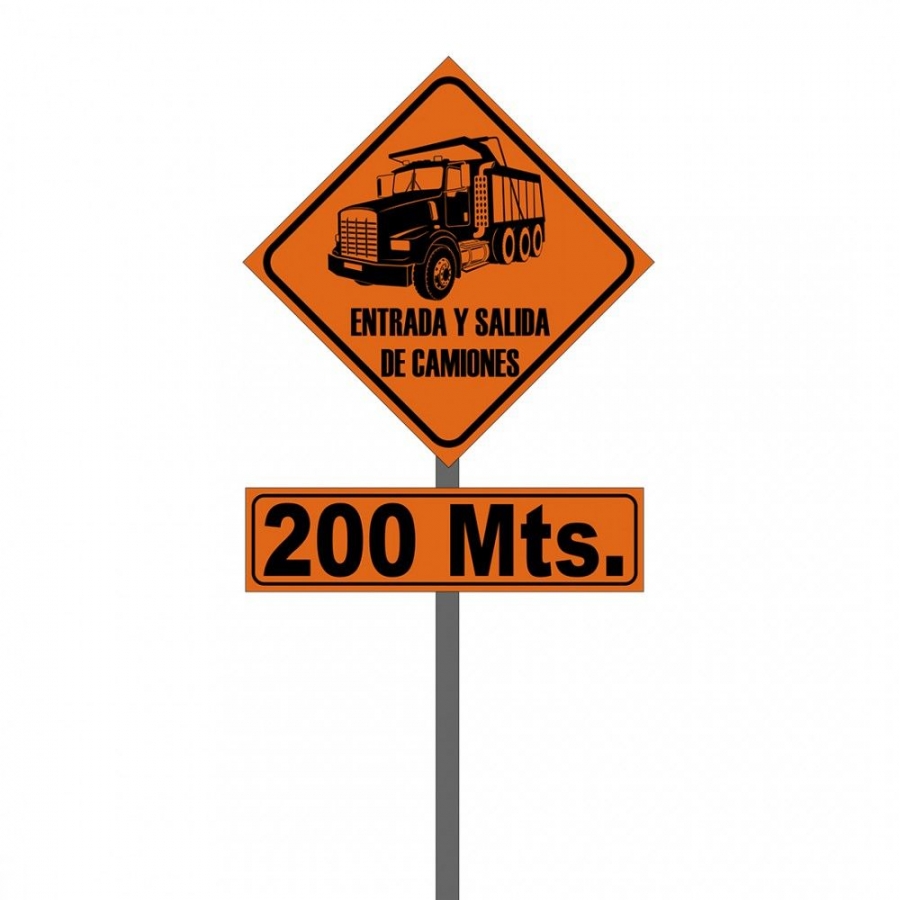 Letrero de obra tipo poste en diamante cubo con retazo (ENTRADA Y ...