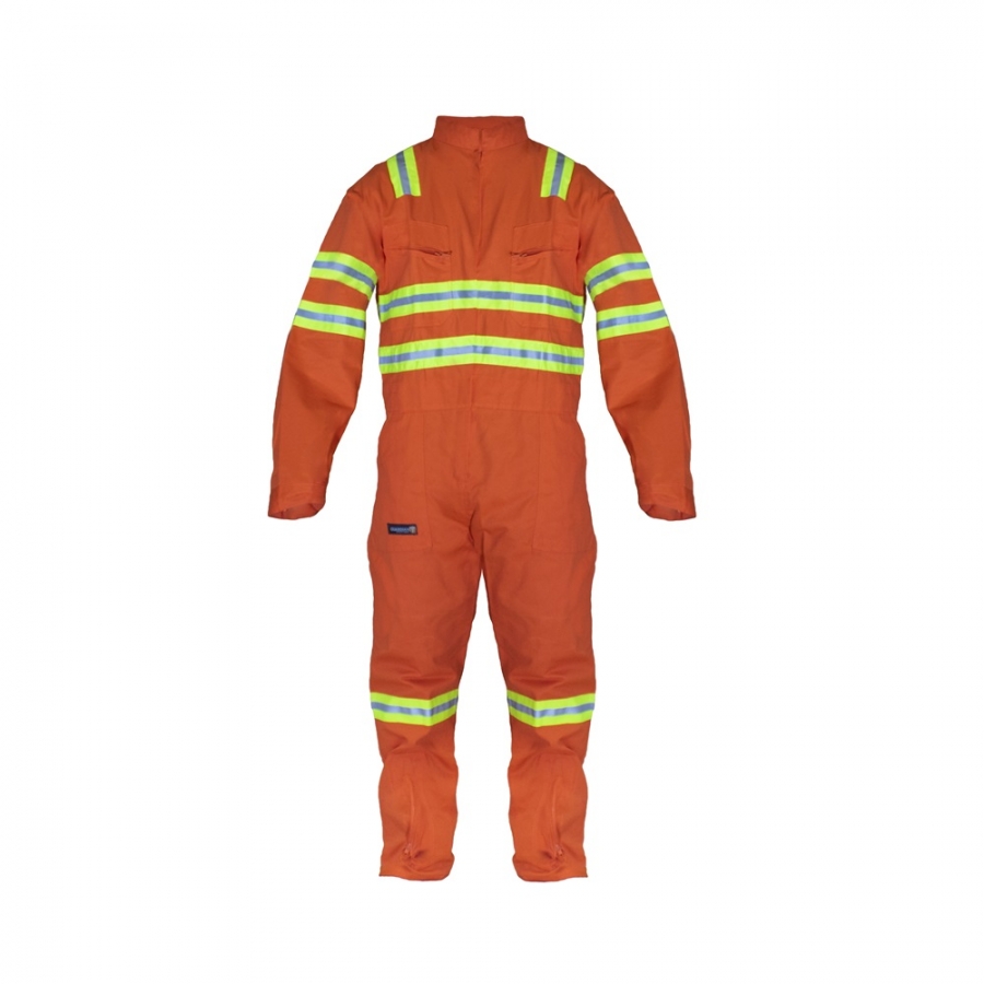 Overol manga larga 100% algodón con cinta reflectiva bicolor verde-gris ...