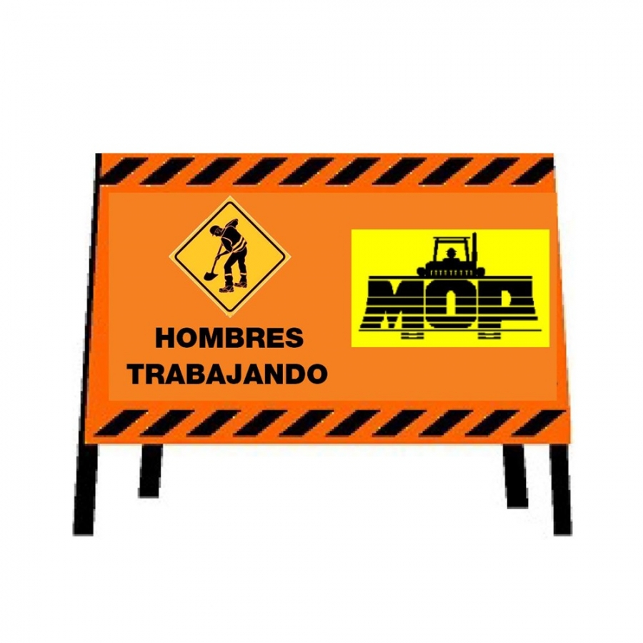 Letrero tipo mampara en diamante cubo (HOMBRES TRABAJANDO A 100 M)