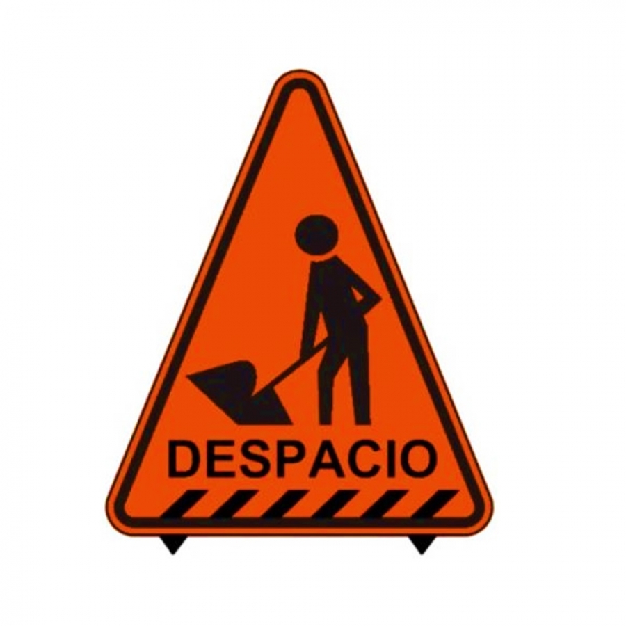 Señal vertical en diamante cubo (DESPACIO - pictograma Hombres Trabajando)