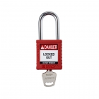 Candado de seguridad de nailon rojo con arco metálico con llaves diferentes