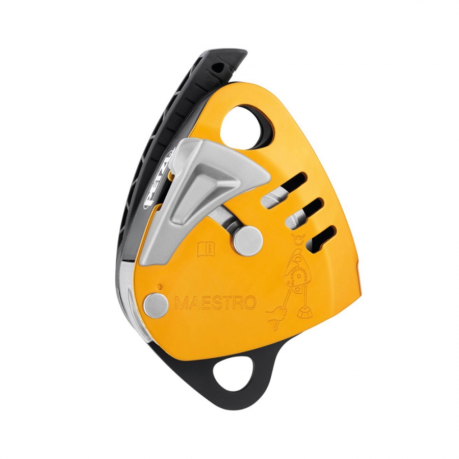 Descensor con polea bloqueadora integrada para cuerda de 10.5 a 11.5 mm