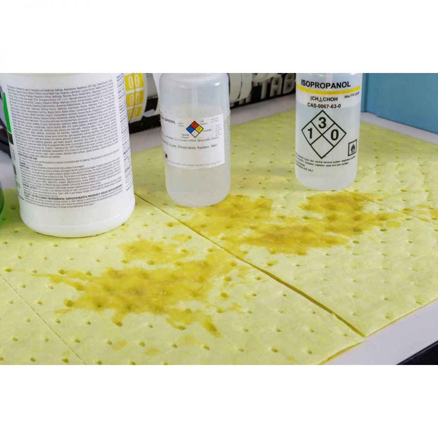 Toallas absorbentes para químicos absorbe 20 gal (100 pads)