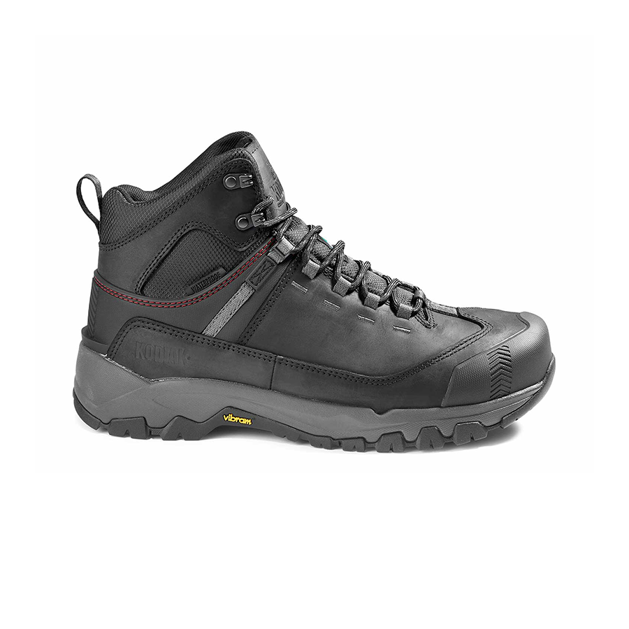 Bota negra de cuero impermeable puntera y plantilla de fibra con suela ...