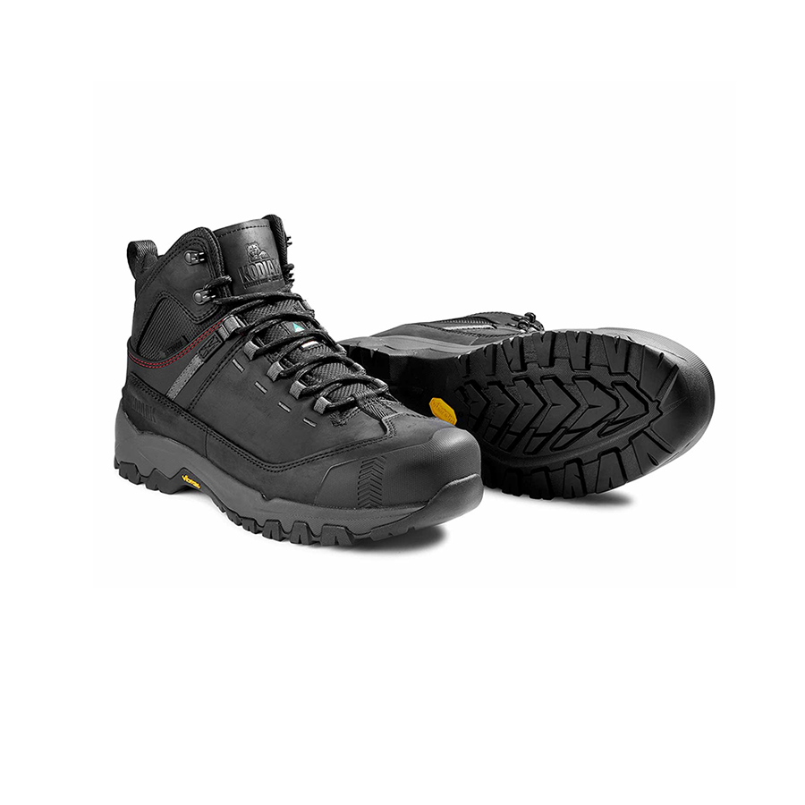 Bota negra de cuero impermeable puntera y plantilla de fibra con suela ...